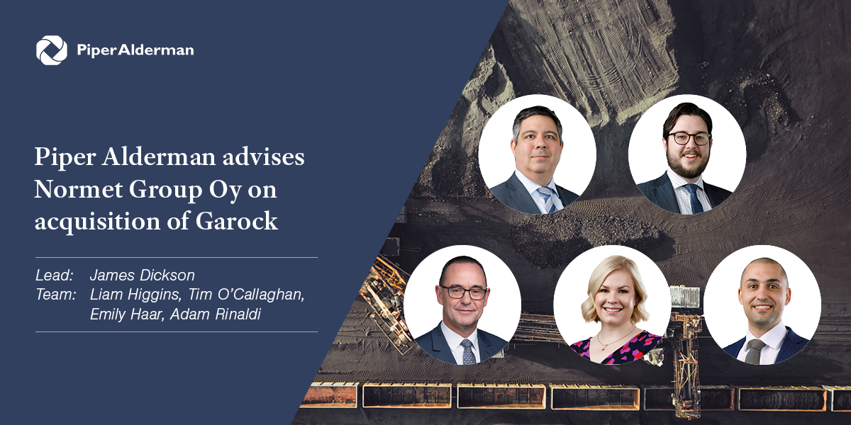 Piper Alderman advises Normet Group Oy on acquisition of Garock - Piper ...